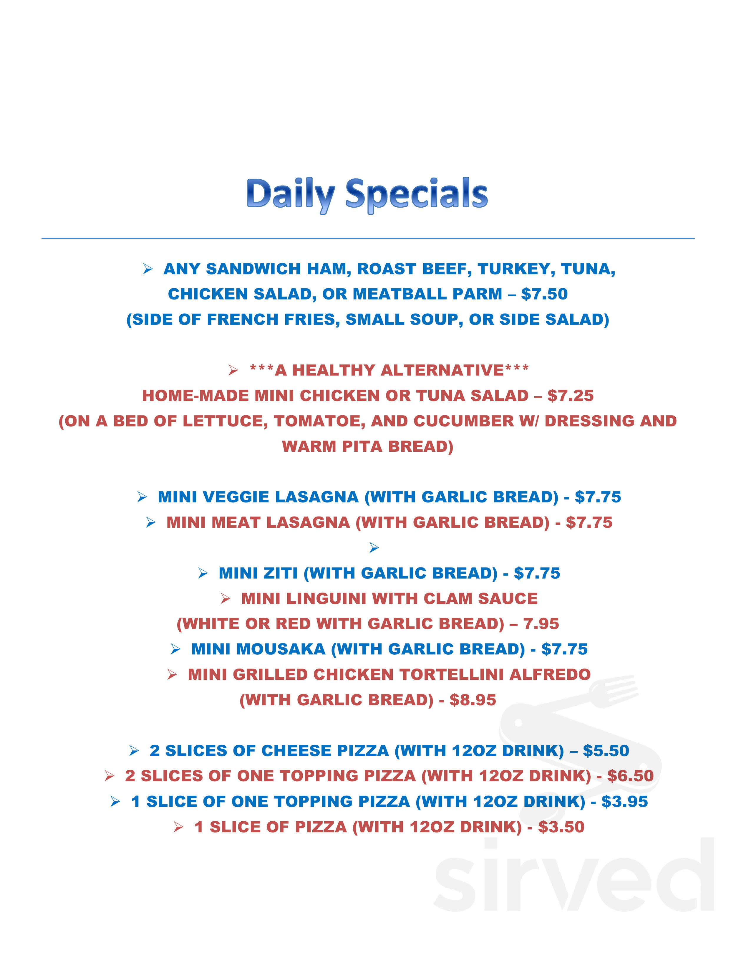 Ocean Deli menu in Wallops Island, Virginia, USA