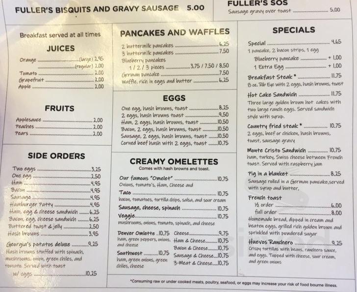Menu for Fuller's Coffee Shop in Portland, OR | Sirved