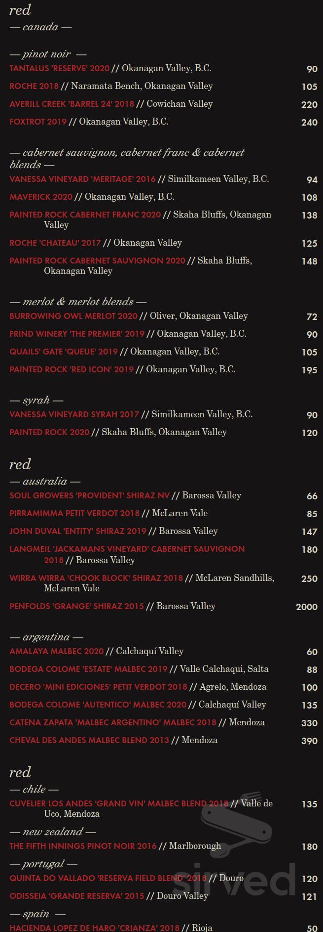 Menu for Gotham Steakhouse & Cocktail Bar in Vancouver, British ...