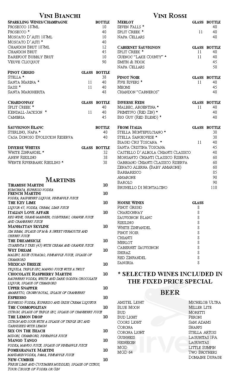 Villa Verone Ristorante Italiano menu in Geneva, Illinois, USA