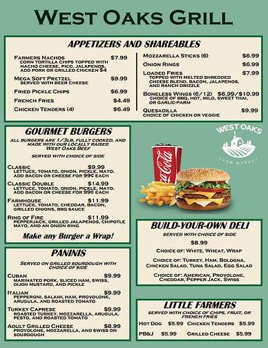 West Oaks Farm Market menu in Winchester, Virginia, USA