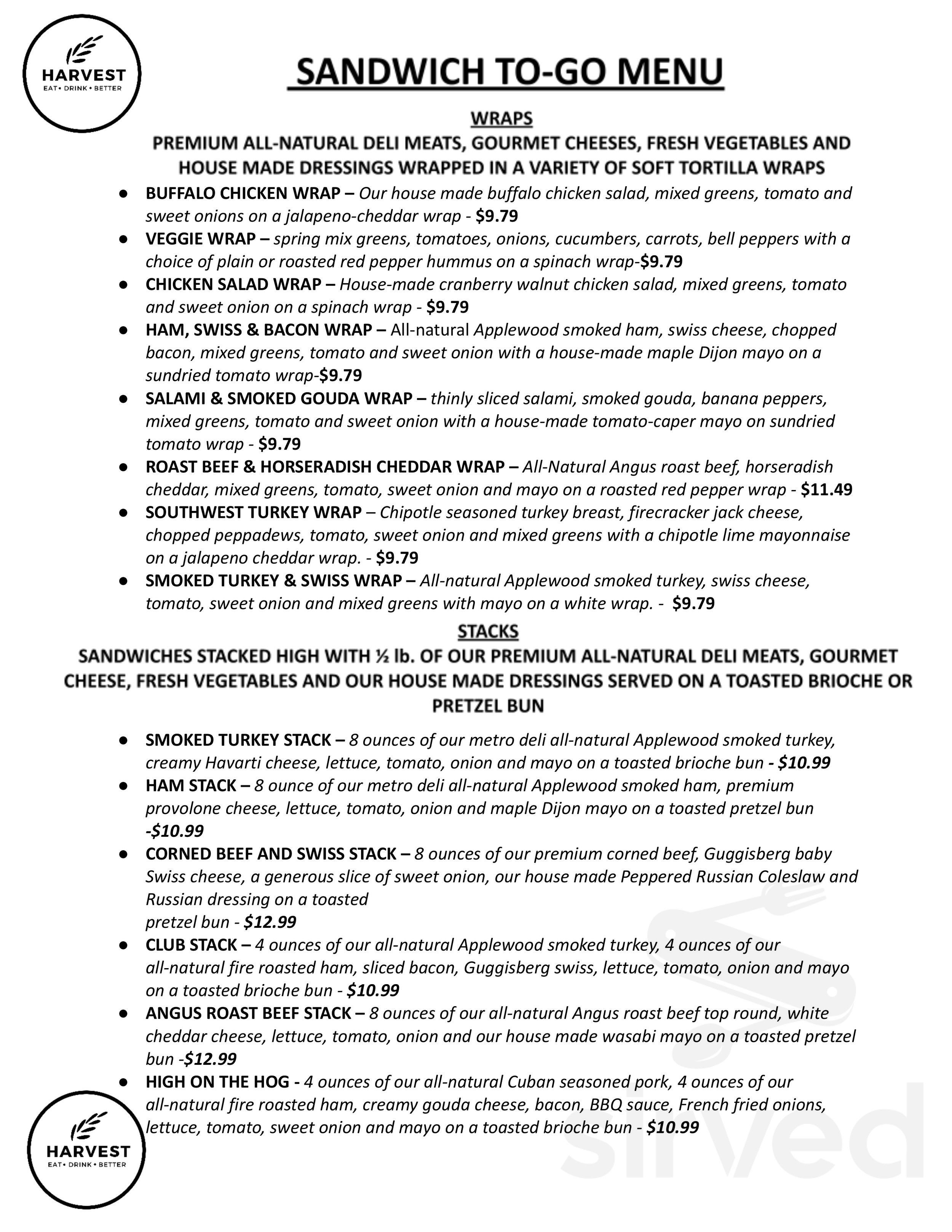 Menu for Harvest (Formerly Garden Harvest) in Holland, OH | Sirved