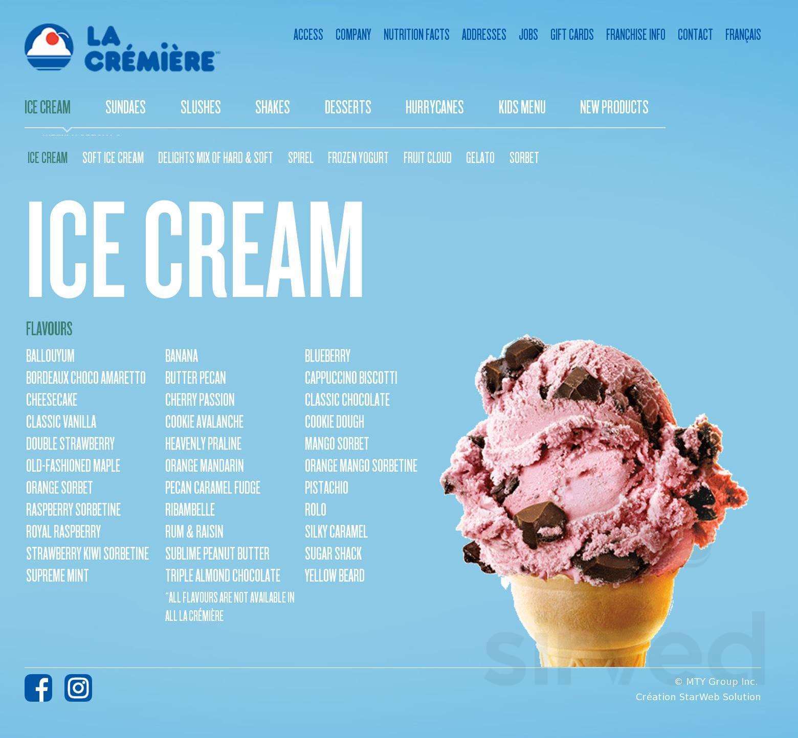 Menu - Laval QC's La Crémière | Sirved