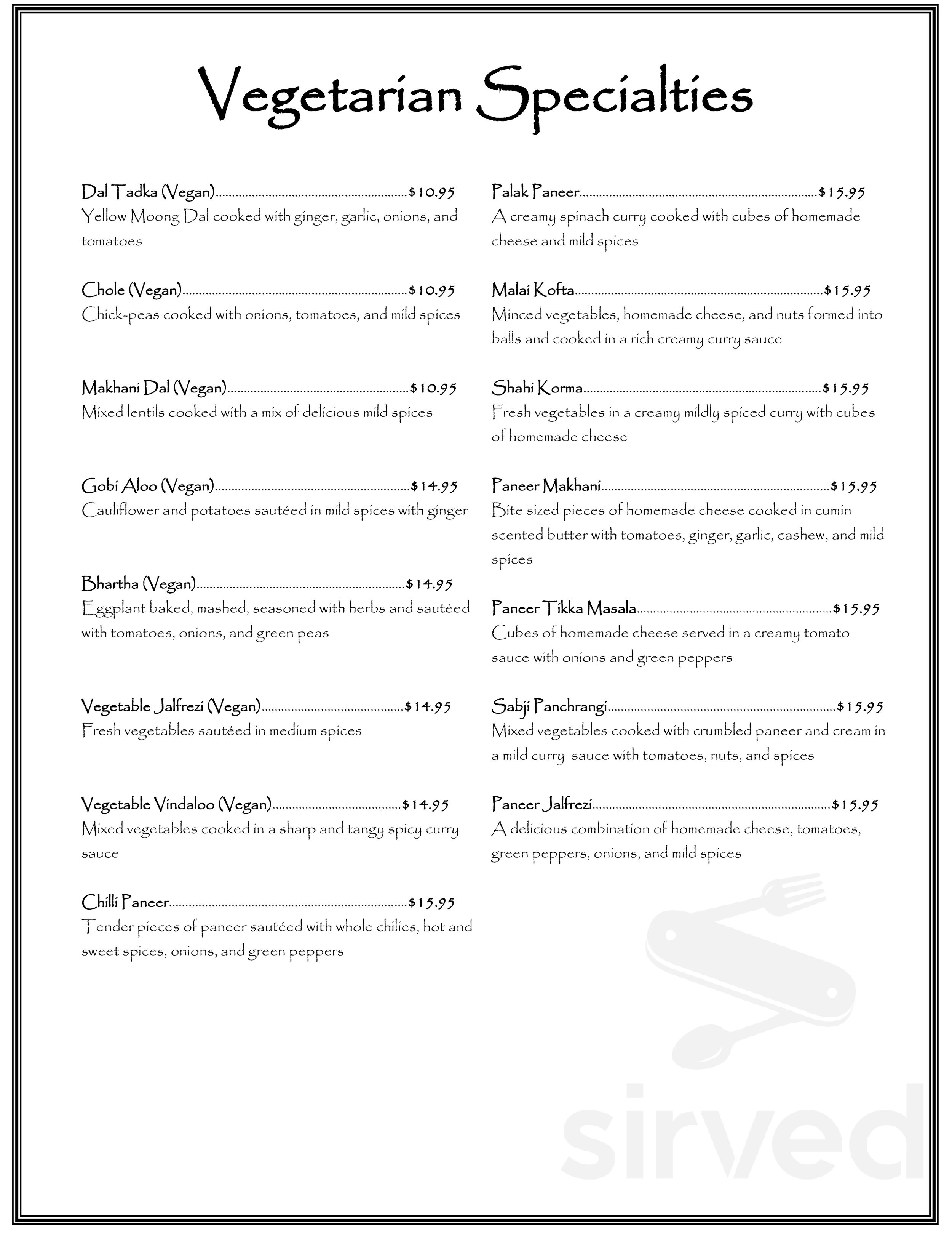 Menu - Webster NY's India House Express | Sirved