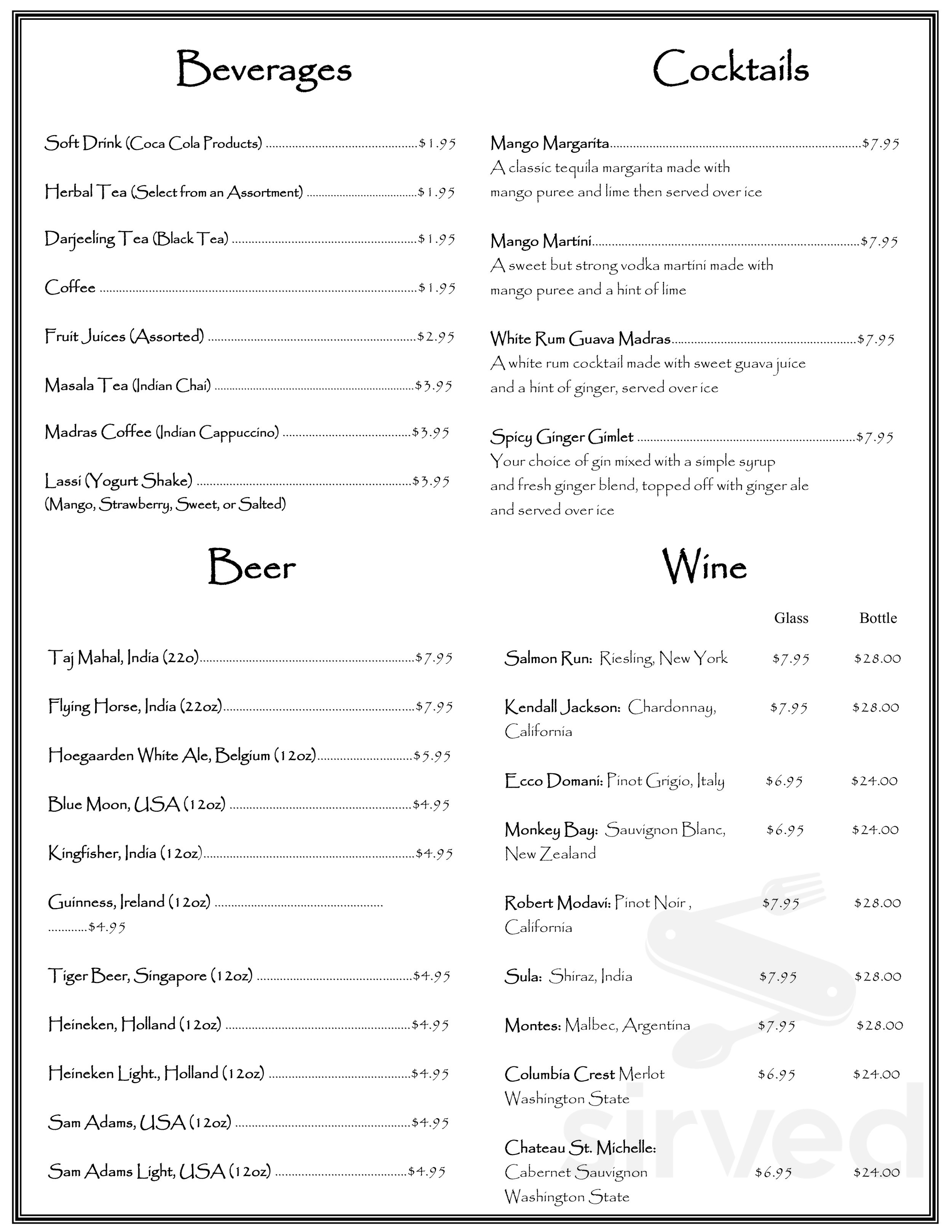 Menu - Webster NY's India House Express | Sirved