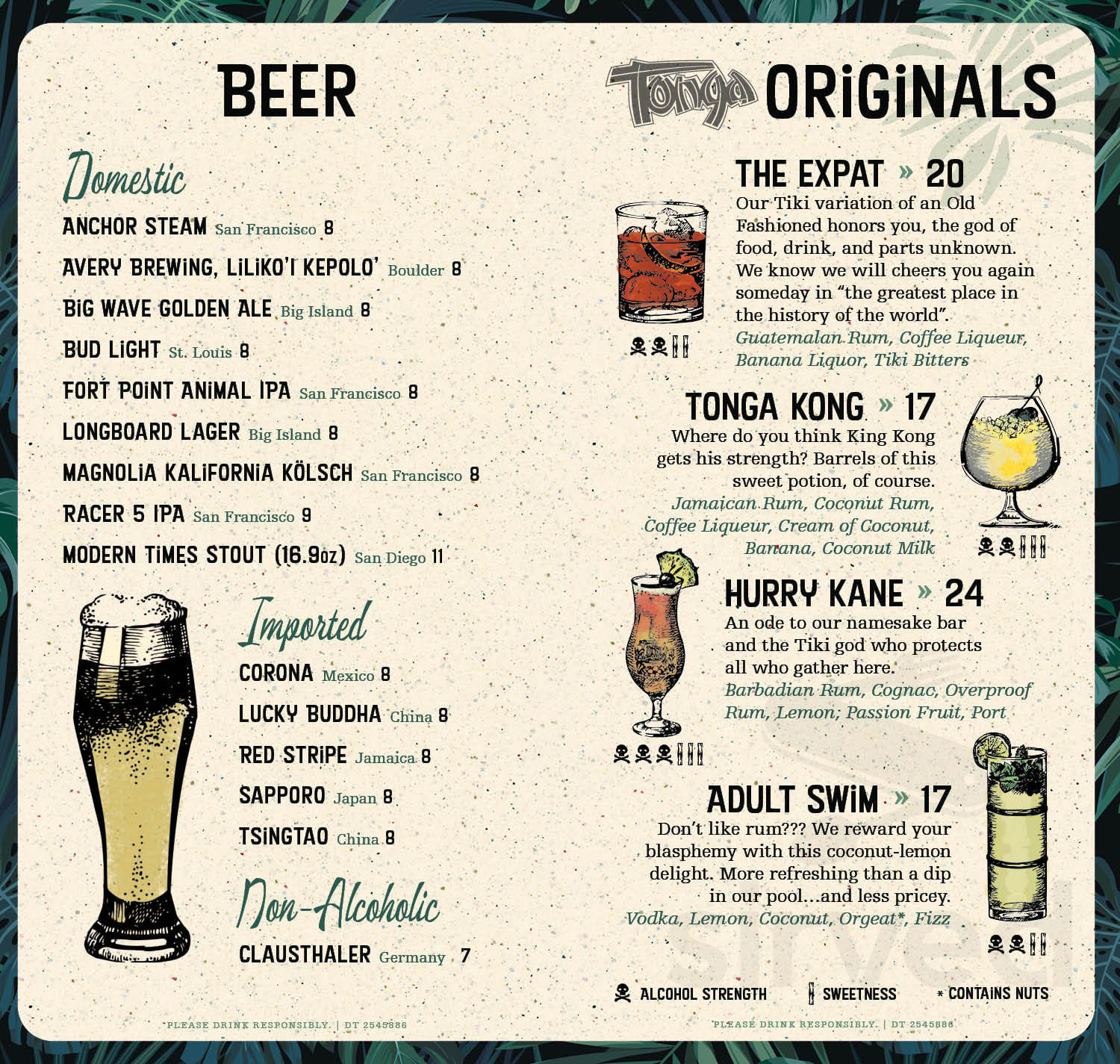 Tonga Room & Hurricane Bar menu in San Francisco, California, USA