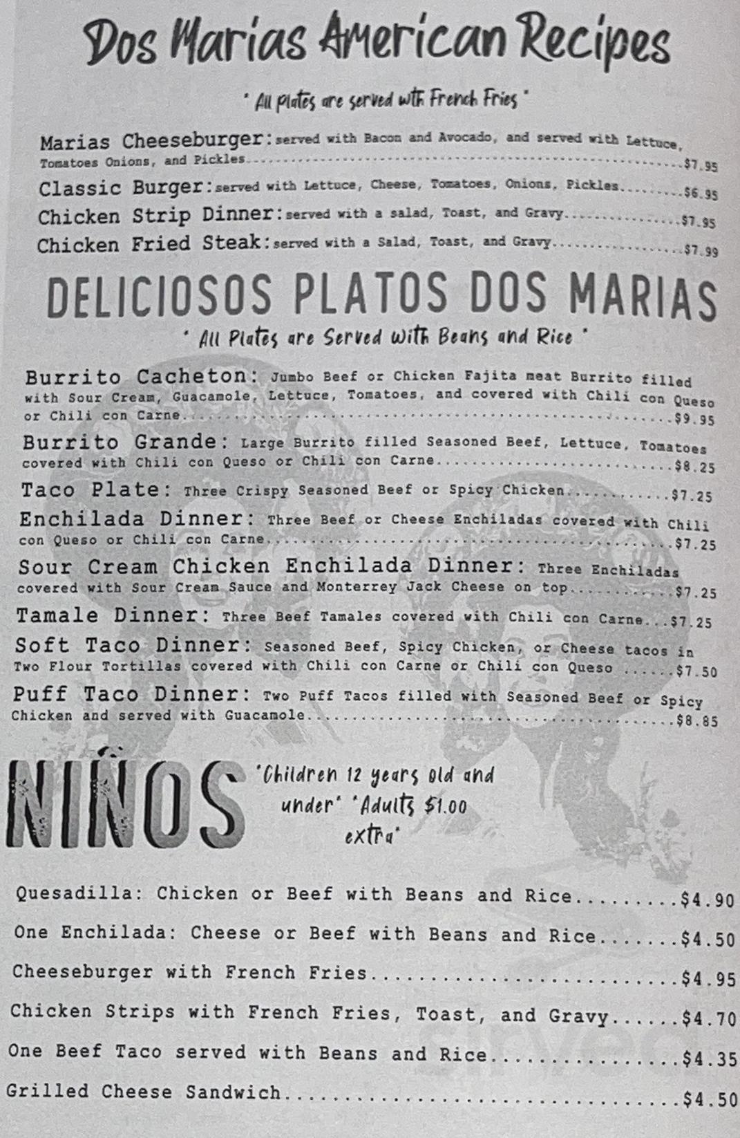 Dos Marias menus in Paris, Texas, United States