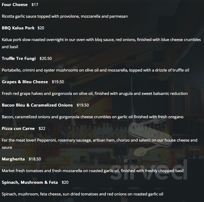Menu - Seattle WA's The Alibi Room Greenwood | Sirved