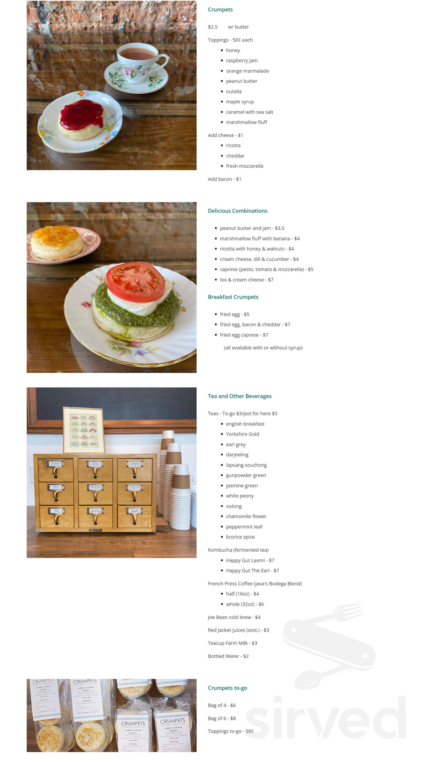 CRUMPETS menu in Rochester, New York, USA