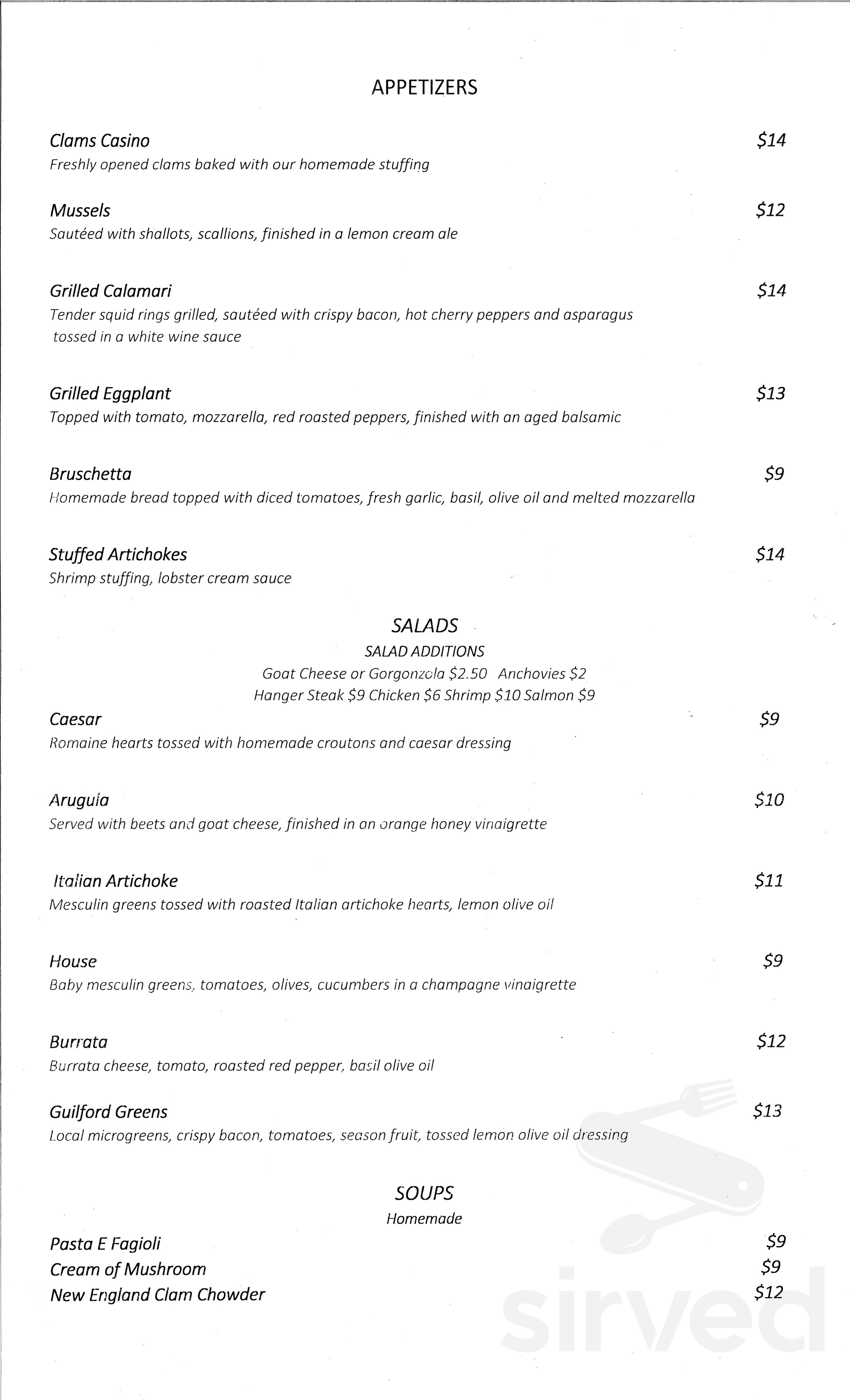 Quattro's Italian Restaurant menu in Guilford, Connecticut, USA