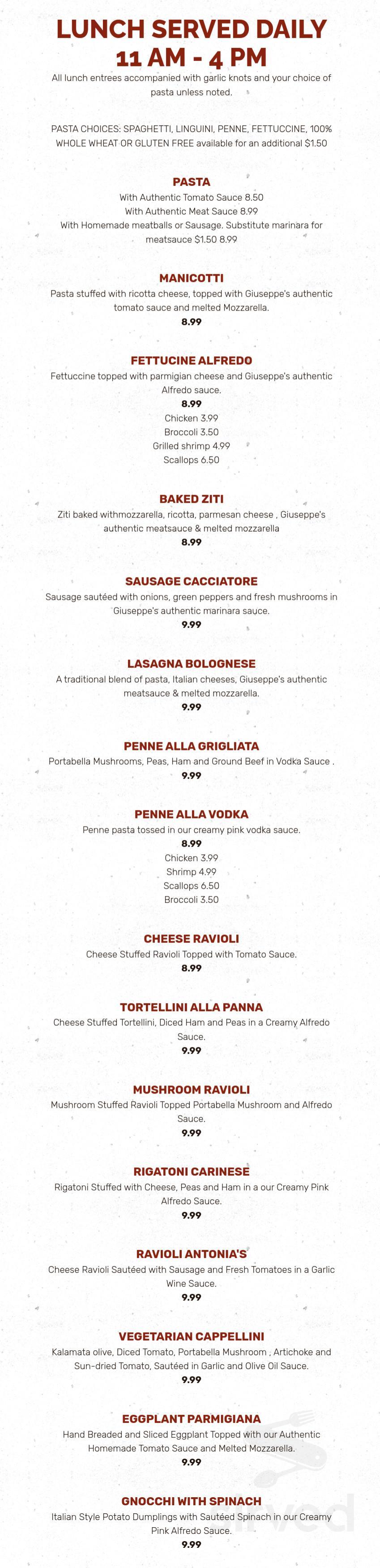 Menu for Azzurri Italian Restaurant in Newport News, VA | Sirved