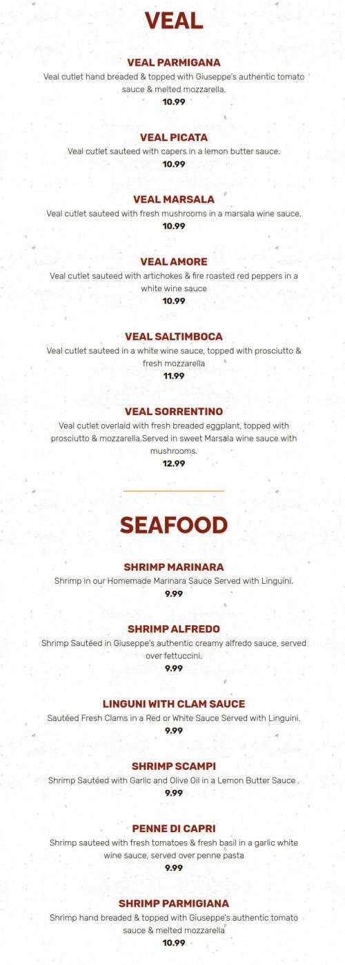 Azzurri Italian Restaurant menu in Newport News, Virginia, USA