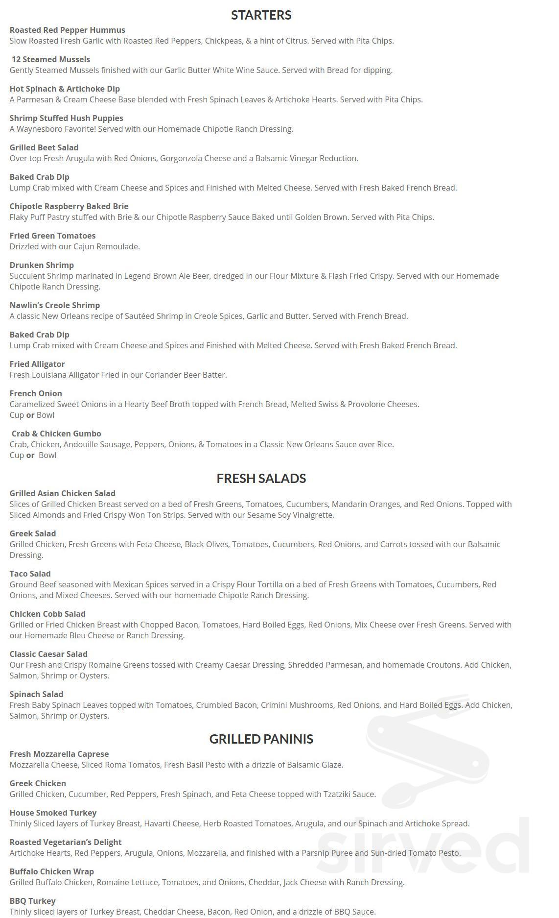 Menu for The Green Leaf Grill in Waynesboro, VA | Sirved