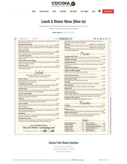 Cucina Palm Beach Gardens menu in Palm Beach Gardens, Florida, USA