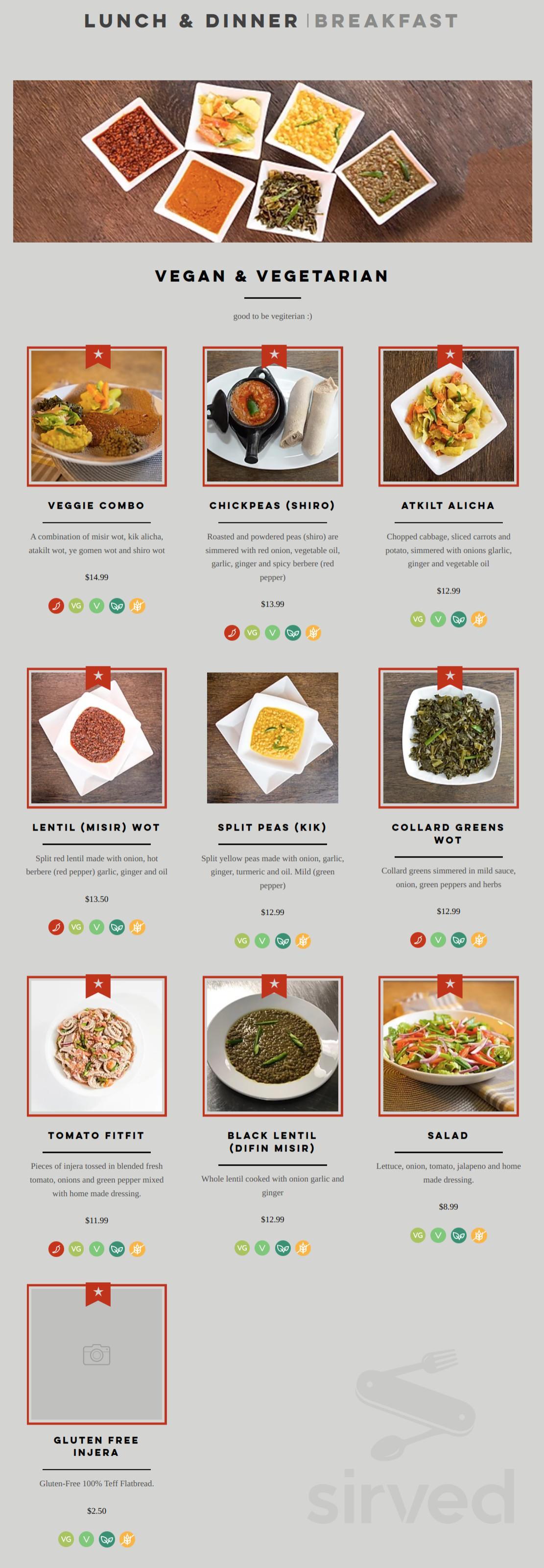 Beteseb Restaurant menu in Silver Spring, Maryland, USA