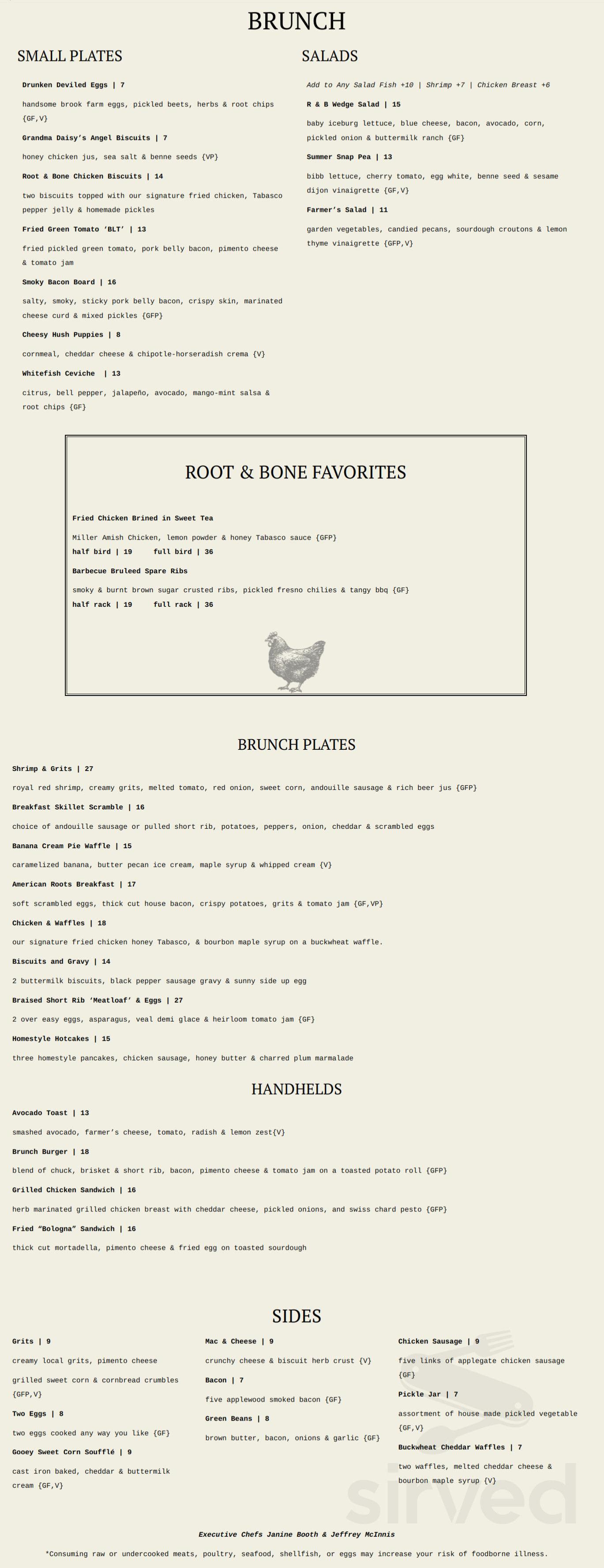 Root & Bone - Indianapolis menu in Indianapolis, Indiana, USA