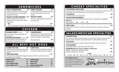 Cheekyburger menu in Newkirk, Oklahoma, USA