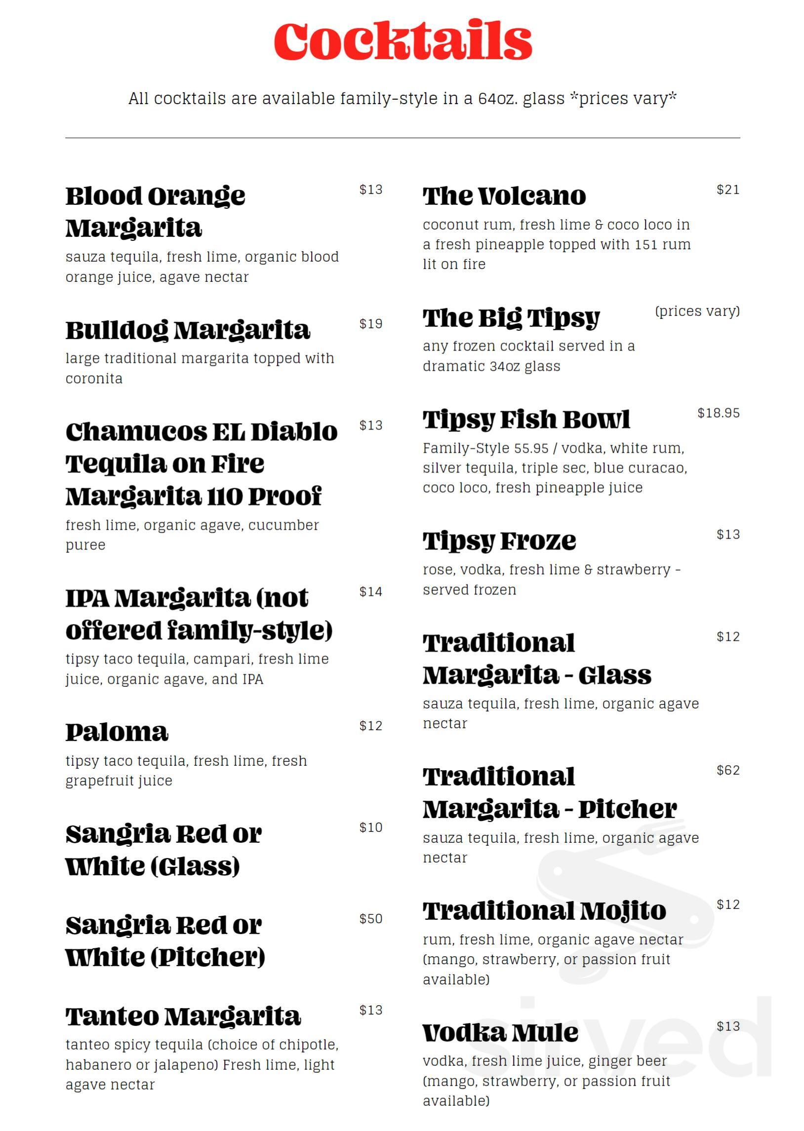 Tipsy Taco Bar menus in Mt Kisco, New York, United States