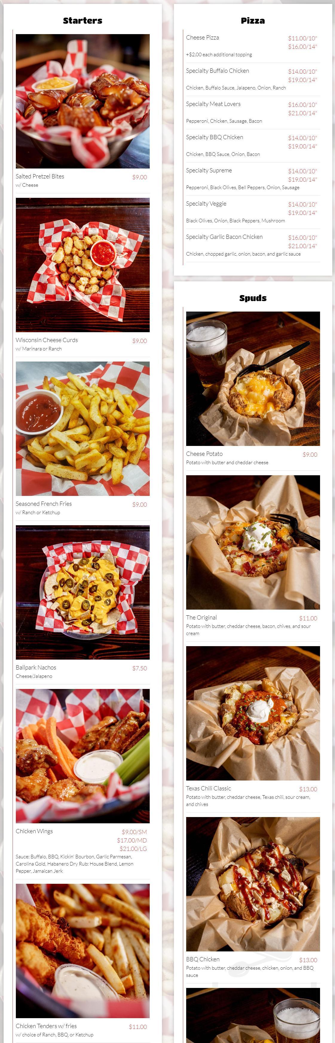 The Emporium Sports Bar menu in Fort Collins, Colorado, USA