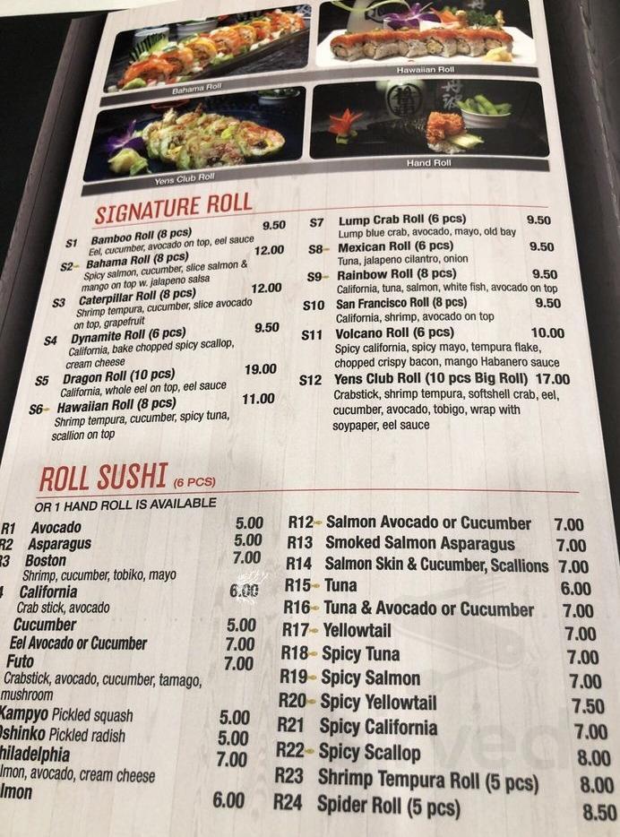 Menu - Ashburn VA's Yen's Kitchen & Sushi Bar | Sirved