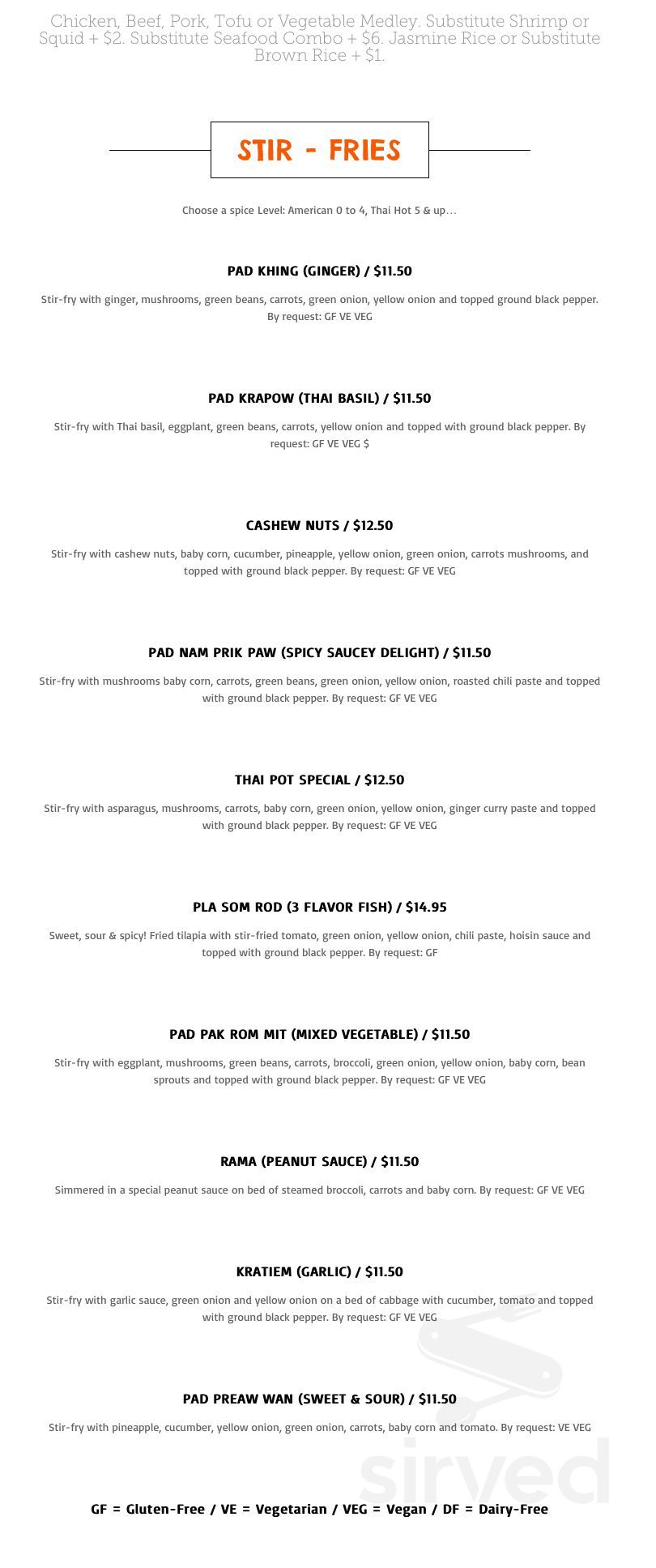 Thai Pot Cafe menu in Denver, Colorado, USA