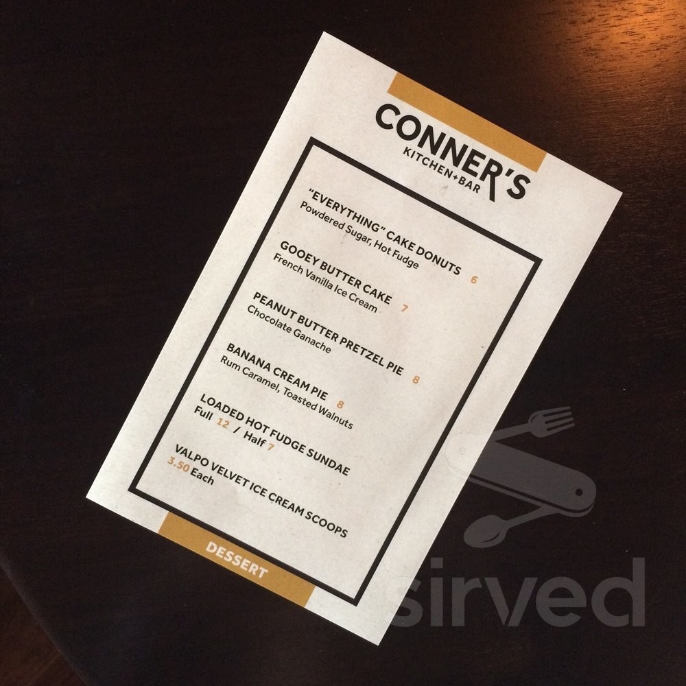 Conner's Kitchen + Bar menus in Indianapolis, Indiana, United States