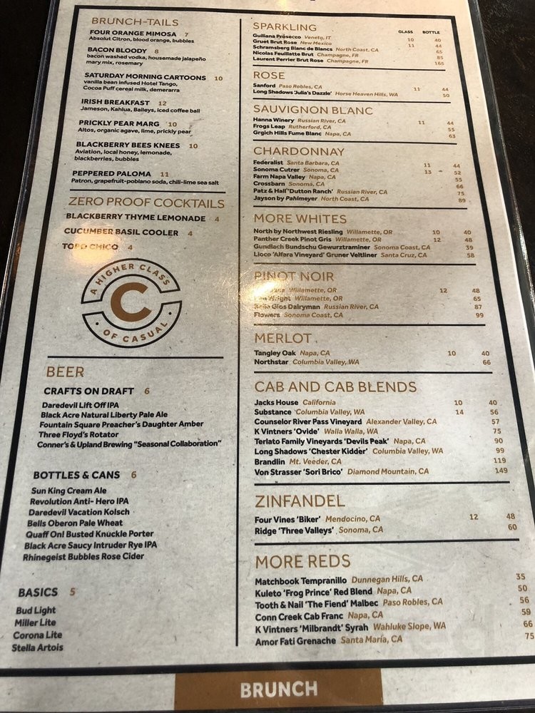 Conner's Kitchen + Bar menus in Indianapolis, Indiana, United States