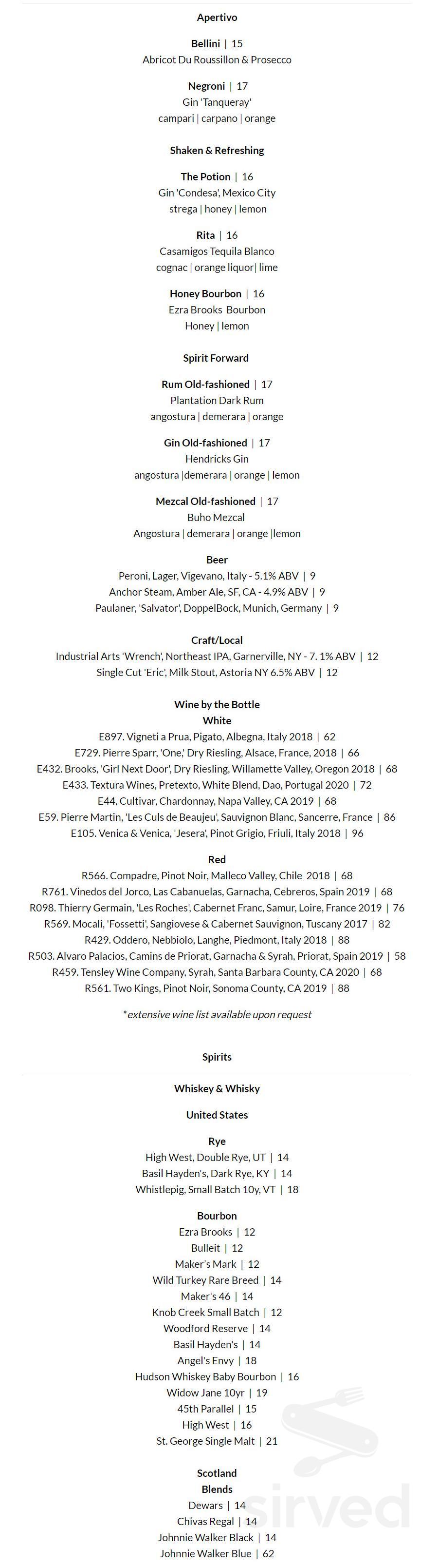 Felina Restaurant and Events menu in Ridgewood, New Jersey, USA