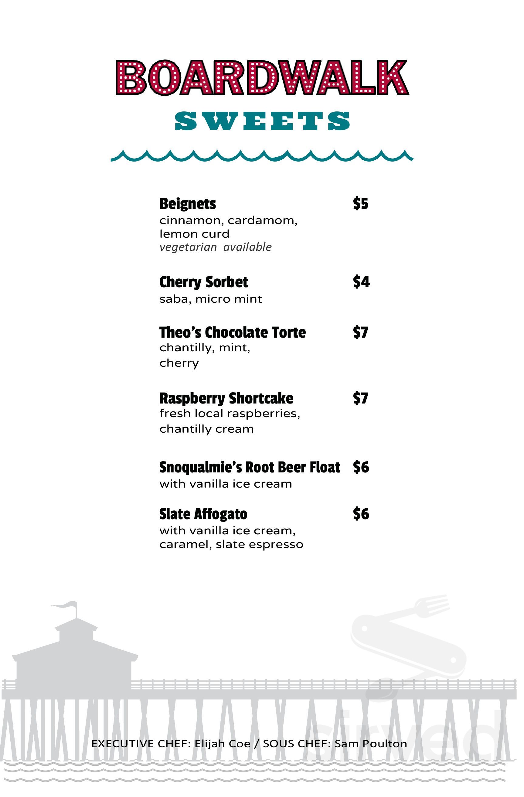 Boardwalk menus in Redmond, Washington, United States