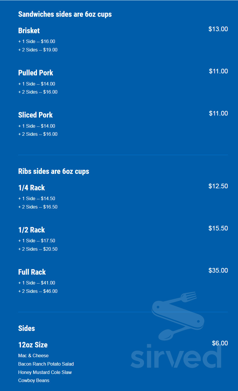 Menu - Okeechobee FL's Blue Moon BBQ | Sirved