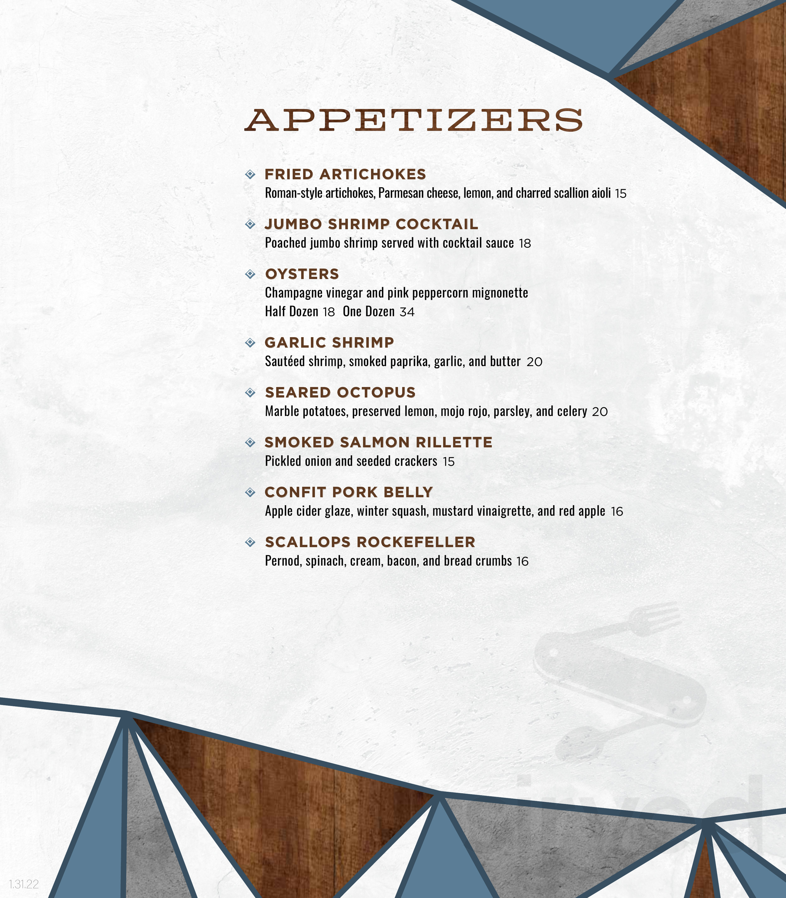 Menu for Whiskey Prime Steakhouse in Arlington, WA | Sirved