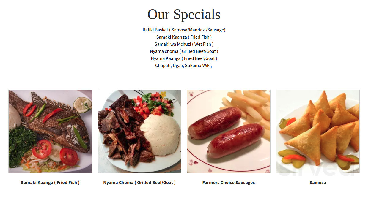 Rafiki Restaurant and Lounge menu in Kent, Washington, USA