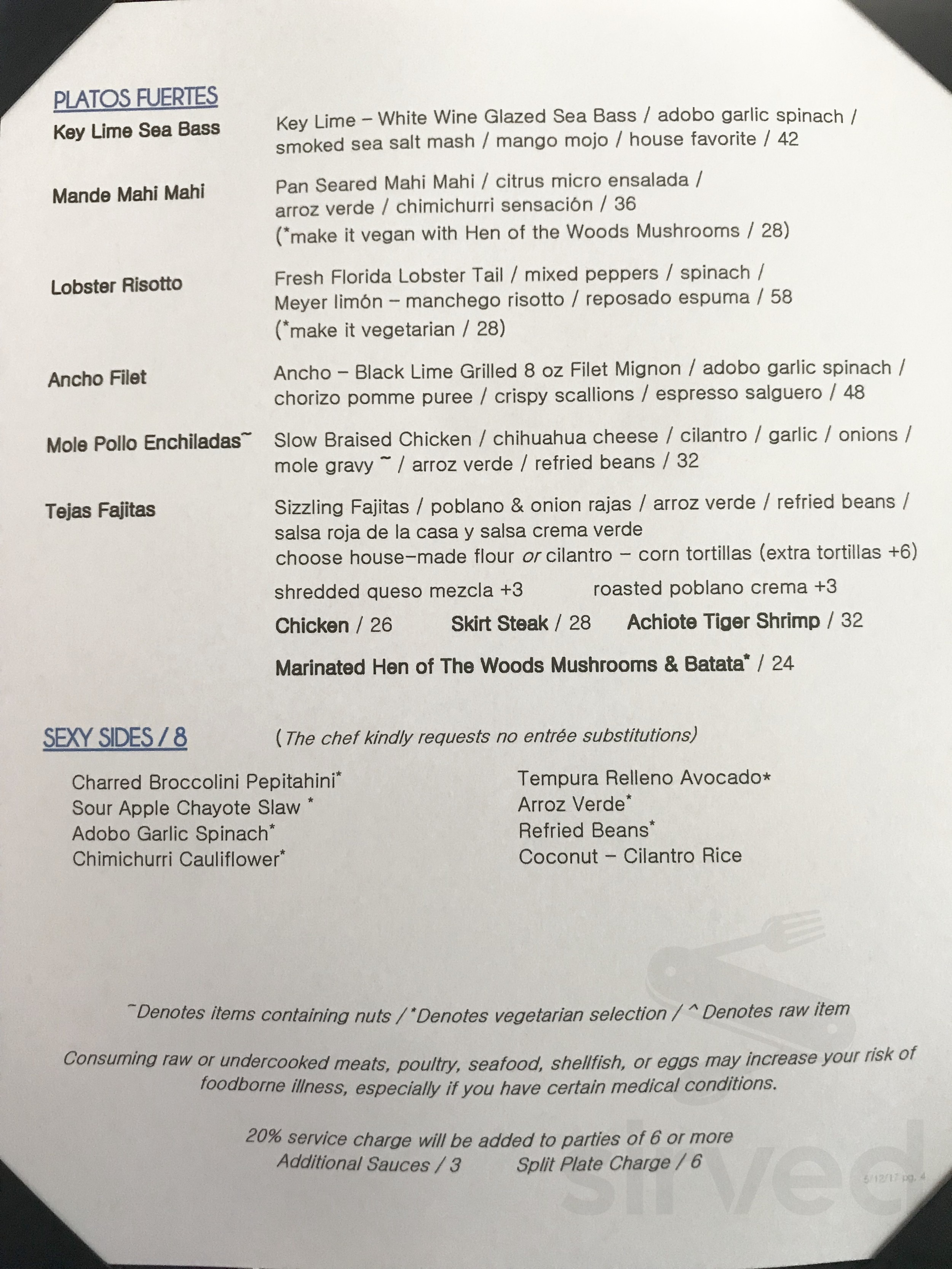 Blue Dahlia Cantina menus in Miami Beach, Florida, United States