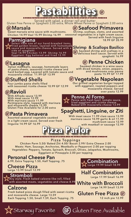 The Starway Restaurant - Diner menu in Saugerties, New York, USA
