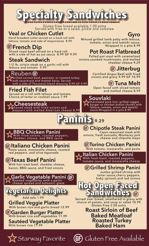 The Starway Restaurant - Diner menu in Saugerties, New York, USA