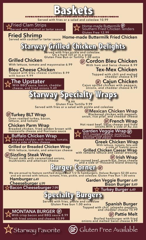 The Starway Restaurant - Diner menu in Saugerties, New York, USA