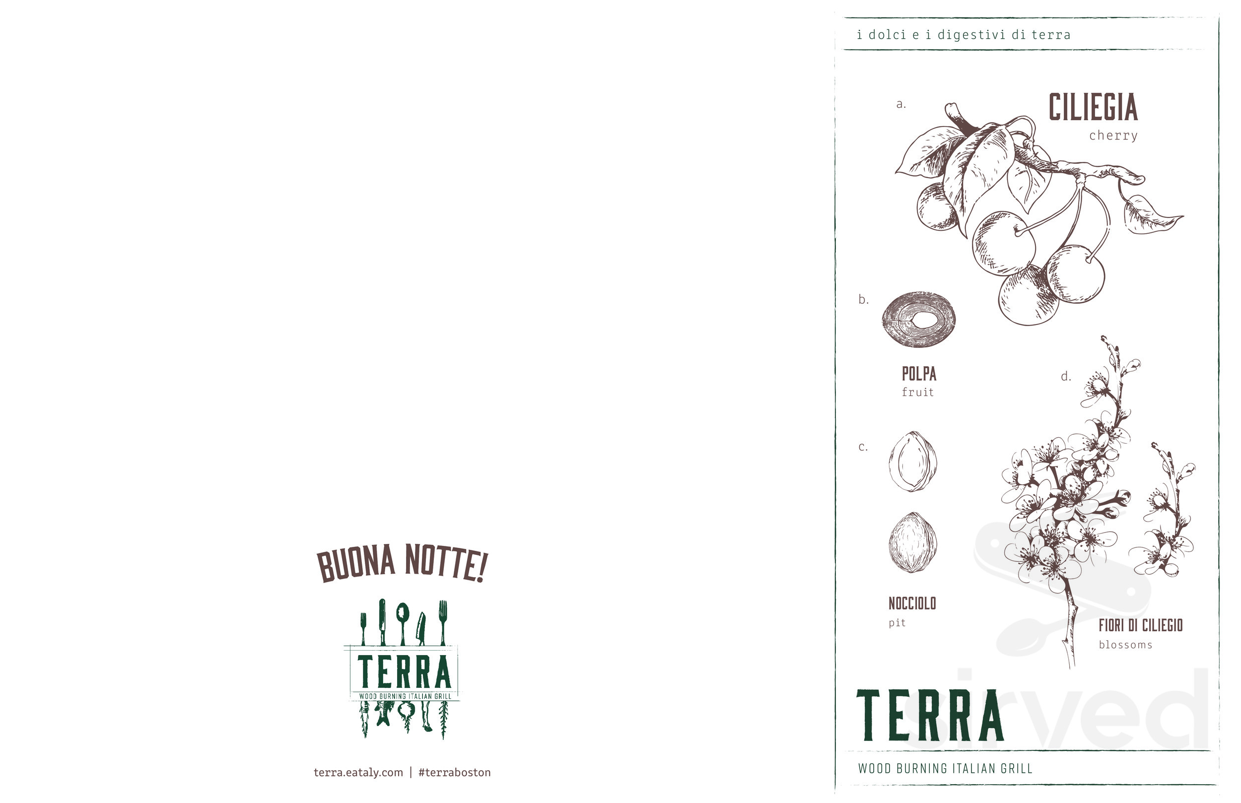 Terra at Eataly Boston menu in Boston, Massachusetts, USA