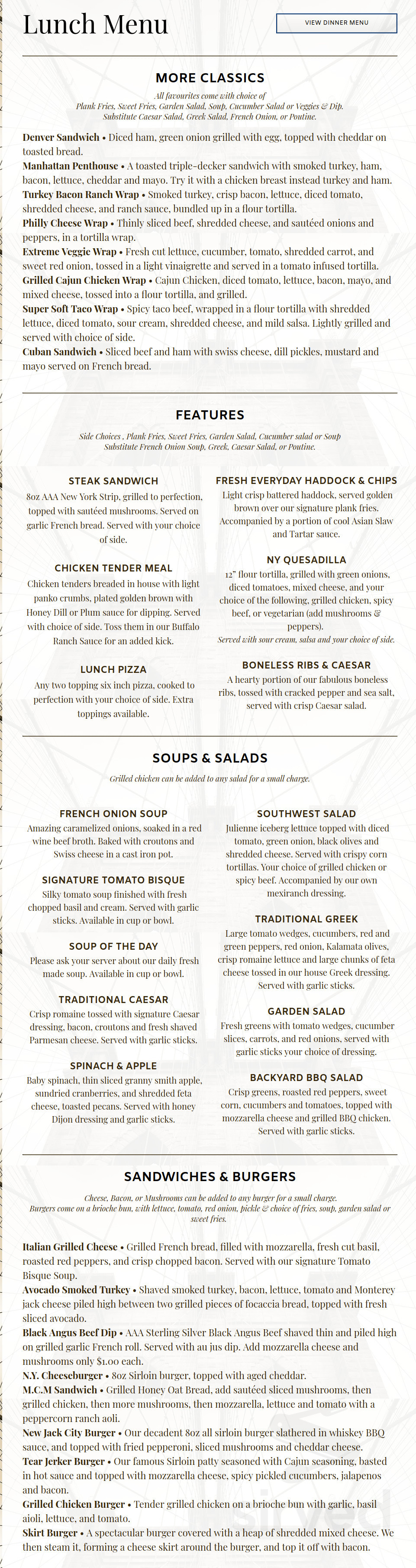 The Manhattan Gastropub & Restaurant menus in Saskatoon, Saskatchewan ...
