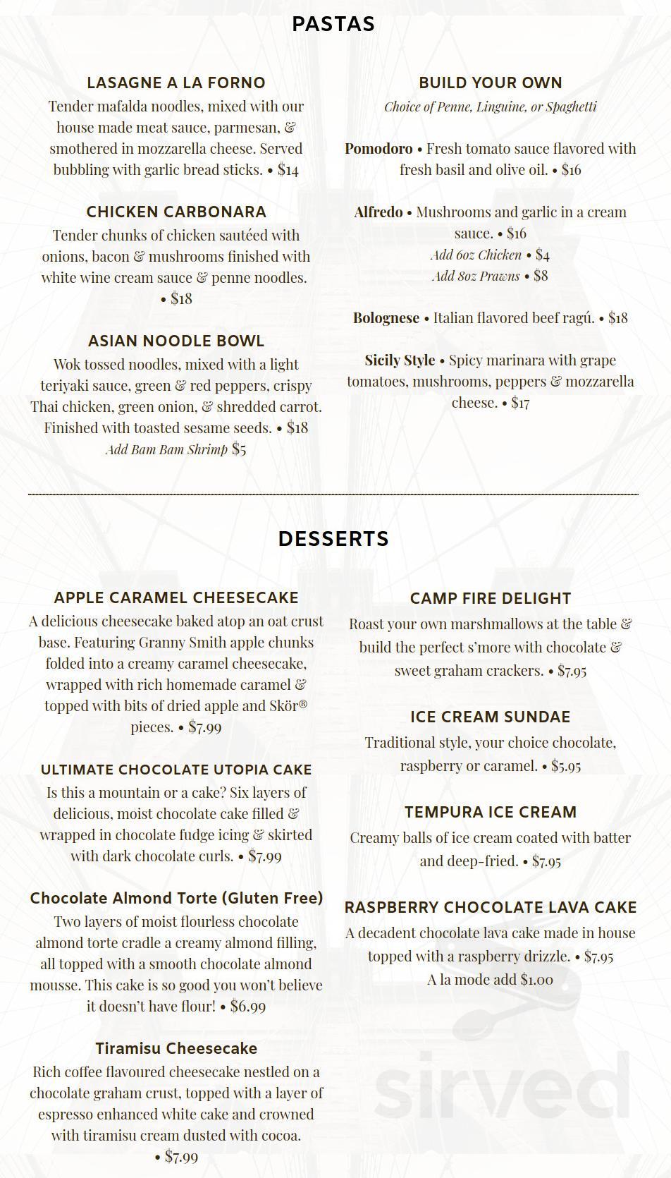 The Manhattan Gastropub & Restaurant menus in Saskatoon, Saskatchewan ...