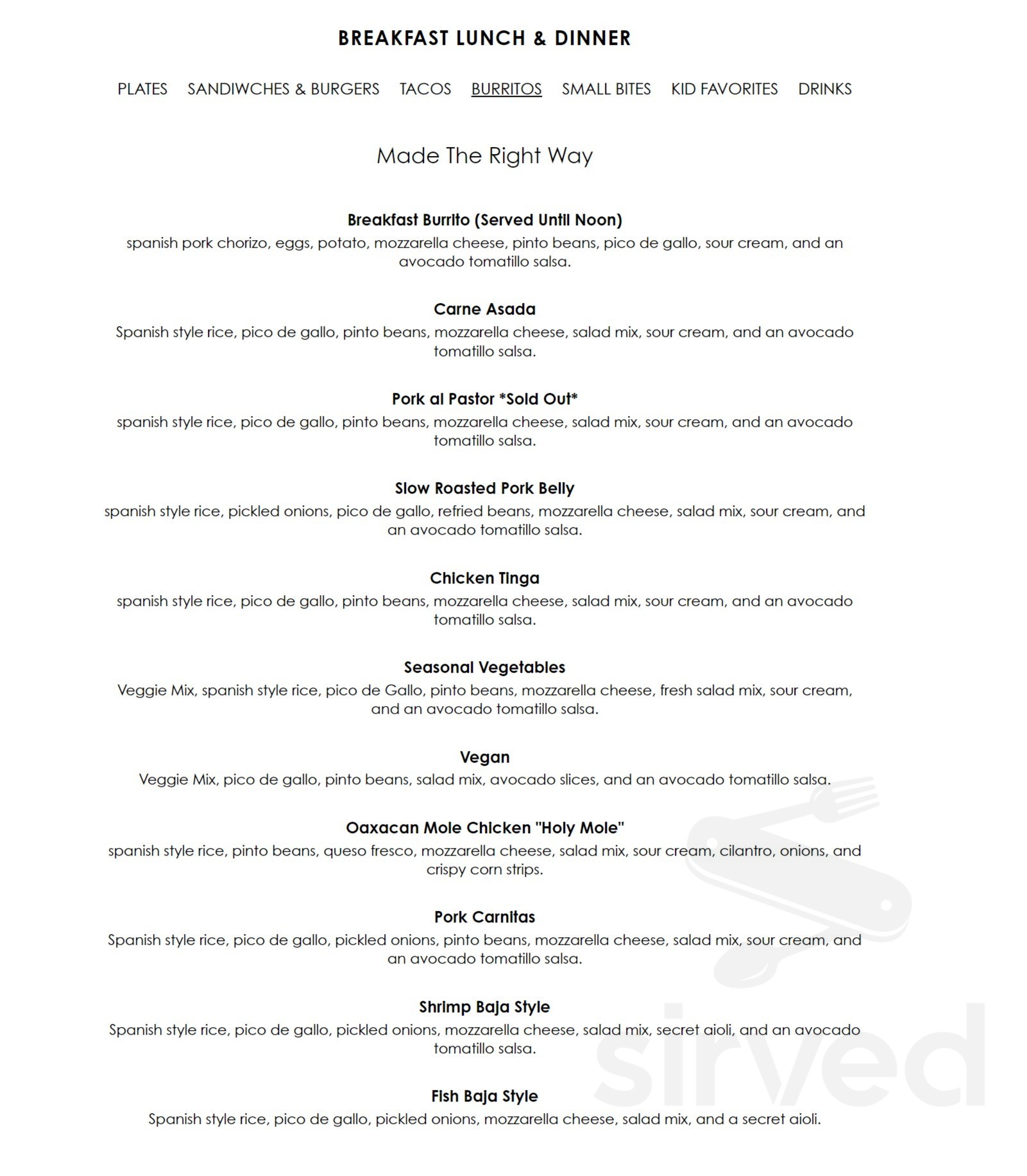 Dos Mundos Mexican American Cuisine (First Street Location) menu in ...