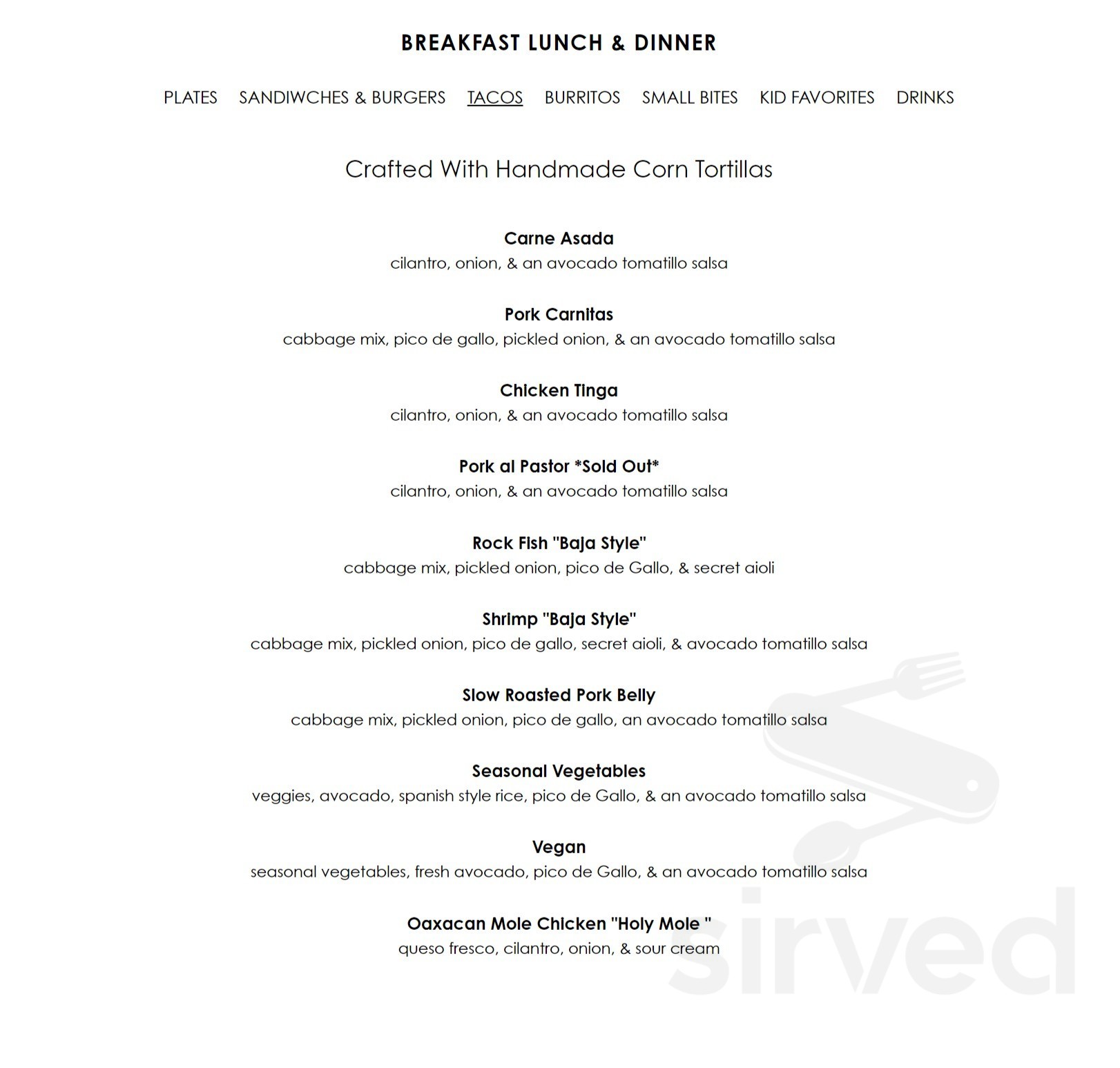 Dos Mundos Mexican American Cuisine (First Street Location) menu in ...