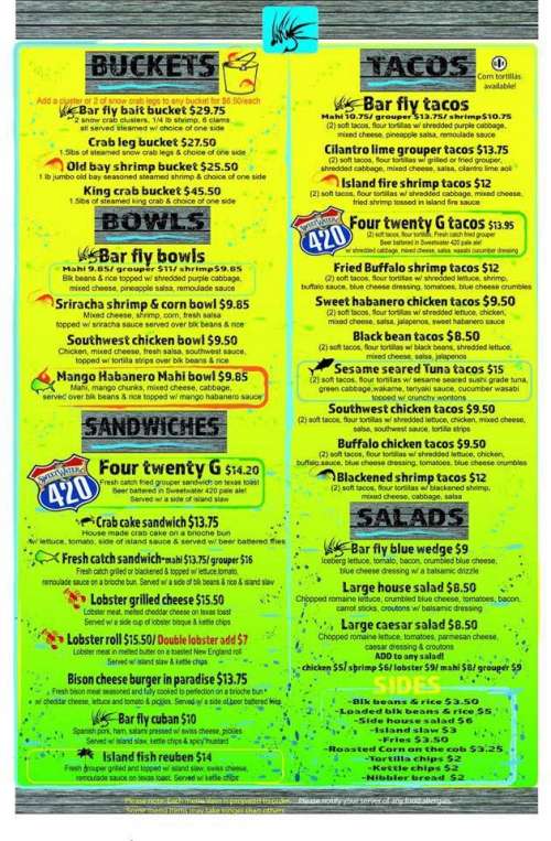 Bar fly Safety Harbor menu in Safety Harbor, Florida, USA