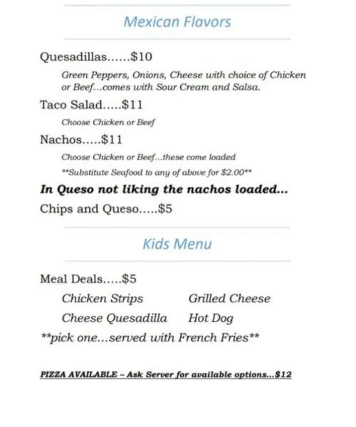 Vinton Country Club menu in Vinton, Iowa, USA