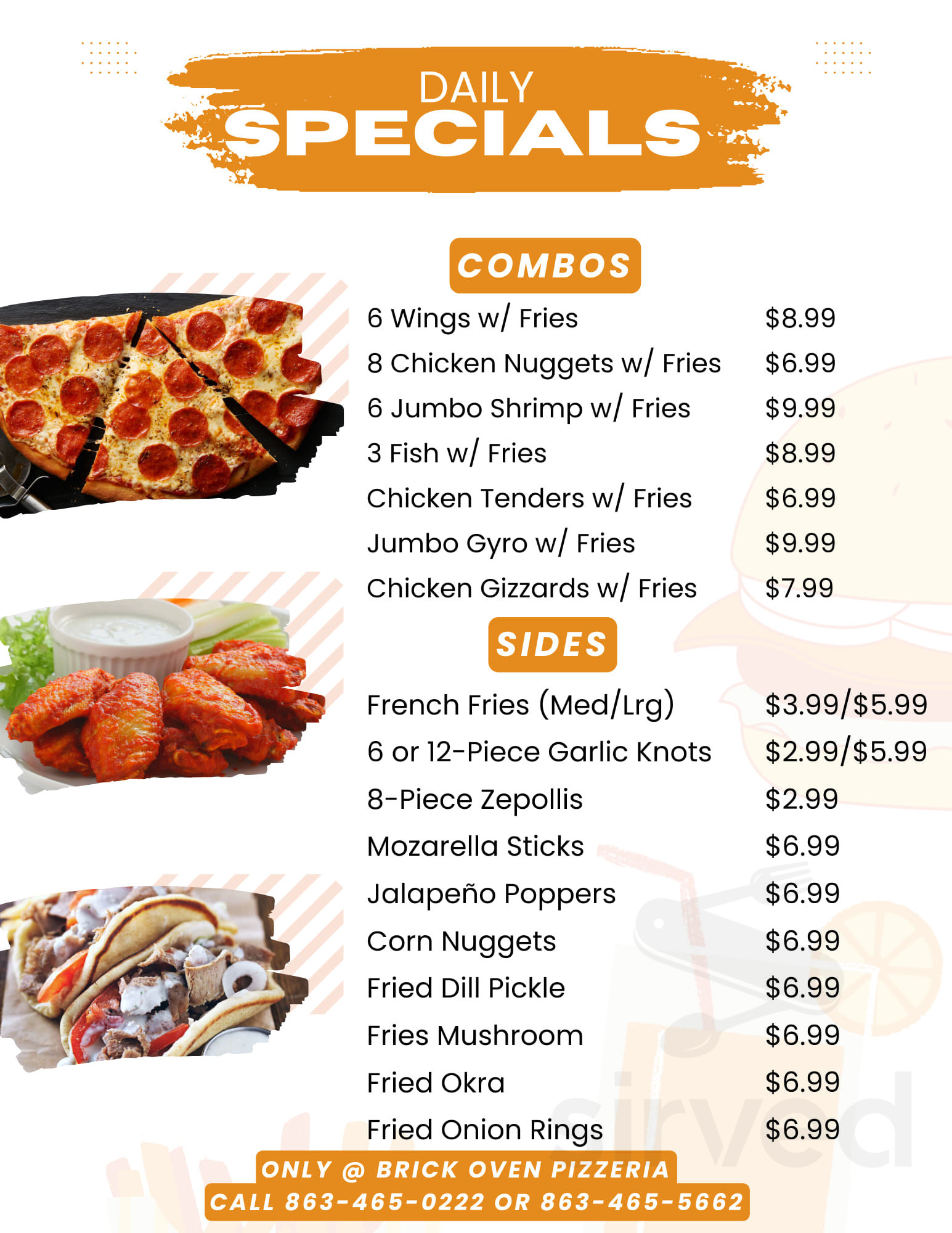 Brick Oven Pizzeria menu in Lake Placid, Florida, USA