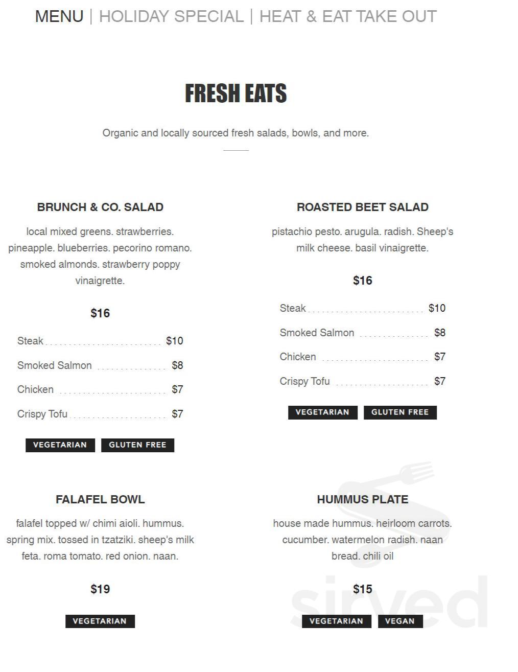 Brunch & Co menu in Estes Park, Colorado, USA