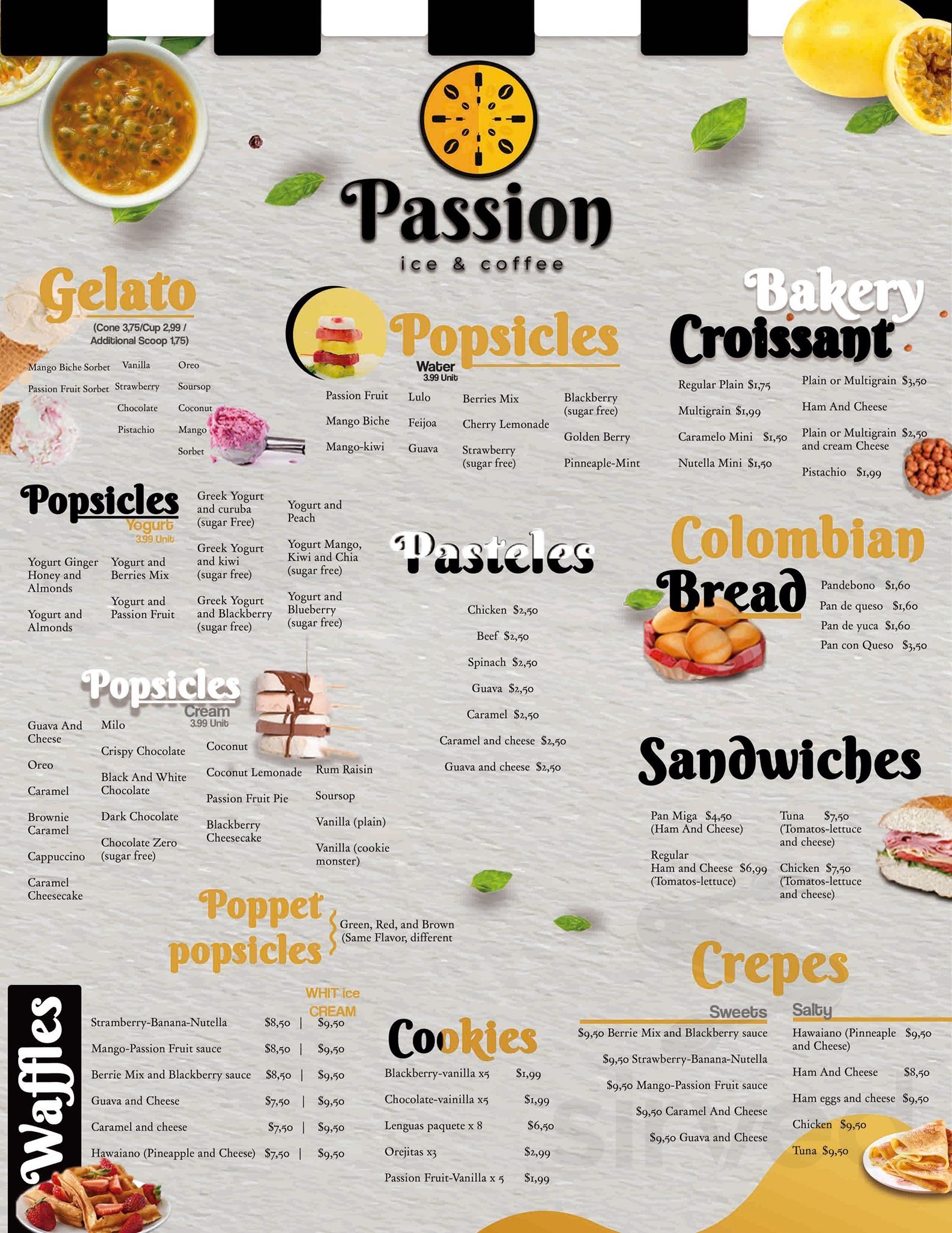 Passion Ice & Coffee menu in North Bergen, New Jersey, USA