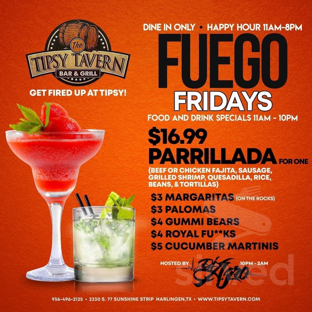 The Tipsy Tavern Bar & Grill menu in Harlingen, Texas, USA