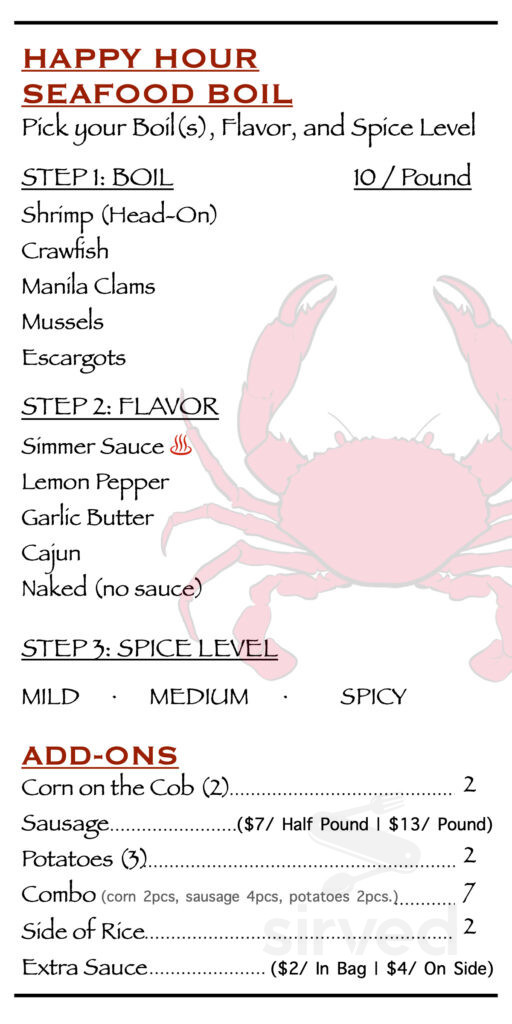 Simmer Claw Bar Menus In Rohnert Park California United States