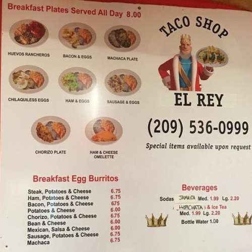 Taco Shop El Rey menu in Sonora, California, USA