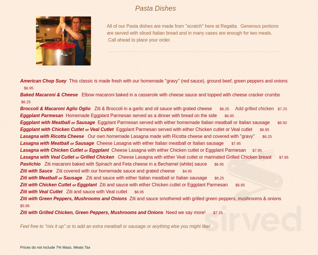 Regatta Deli menus in Worcester, Massachusetts, United States